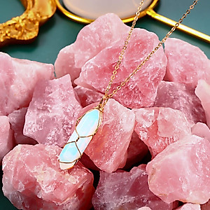 5 Pieces Crystal Necklaces, Healing Stones Spiritual Pendant Natural Gemstone Jewelry with Adjustable Chain for Women Girls (Vivid Color with Gold Chain)