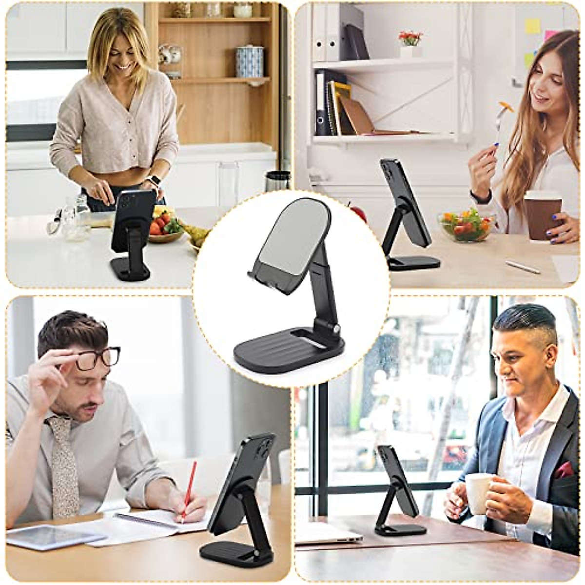 Fanlory Foldable Phone Stand for Desk - Adjustable Height Cell Phone Holder Portable Cellphone Cradle Desktop Dock Compatible with iPhone 13 Pro Max Mini, 12 11 XR X 8 7 6 Plus SE, 4-8'' Smartphone