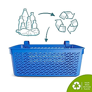 Carrie Box Poolside Storage Basket, Recycled Plastic, Pool Cup Holder, Above Ground Pool Accessories, for Most Frame Pools, Europe Made, Fits 2.3 Inch or Less Top Bar