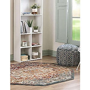 Unique Loom Isabella Collection Area Rug - Adjani (7' 10" Octagon, Multi/Beige)