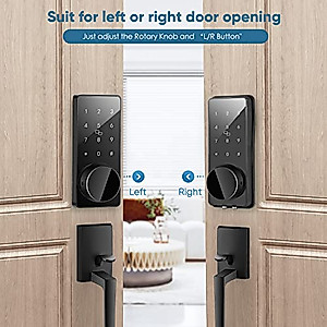 4 in 1 Smart Front Door Lock Set, Keyless Entry Door Lock with Handle, Touchscreen Keypad Deadbolt, Works with App, Auto-Lock, Code Door Lock, Easy Installation