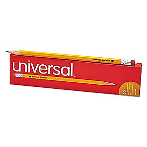 Universal 55400 Woodcase Pencil, HB #2, Yellow Barrel, Dozen