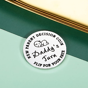Fun New Parents Decision Coin, New Mom Gifts for Women New Dad Gift for Mother to Be New Baby Baby Shower Pregnancy Gift First Time Birthday Mothers Fathers Day Christmas Thanksgiving, Double Sided