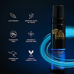 Bondi Sands 1 Hour Express Self Tanning Foam | Lightweight, Fragrance Free Self-Tanner for an Even, Streak-Free Tan | 6.76 fl oz