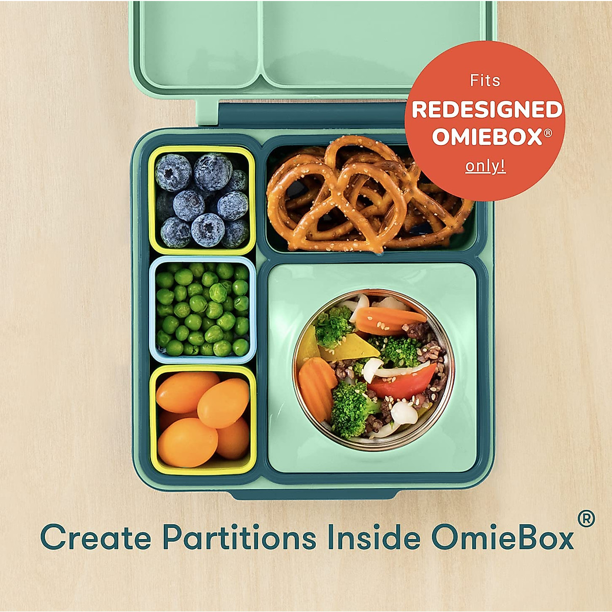 OmieBox (2 pack) Leakproof Dips Containers To Go, Salad Dressing Container, Condiment Container with Lids - Food Safe Silicone - 4 ounces (Pink/Teal)