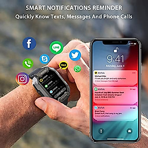 Smart Watches for Men - Smart Watch, 5ATM Waterproof Fitness Tracker Watch for Android iPhones, 1.71'' Bluetooth Military Sport Smartwatch, Health Monitor for Heart Rate, Blood Oxygen, Blood Pressure
