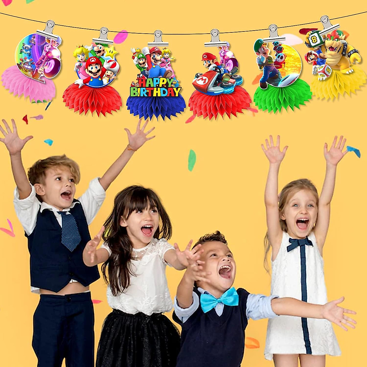 8 Pcs Super Brother Centerpieces for Birthday, Video Game Theme Centerpieces, Bros Decorations for Party, 3D Double Side Party Decorations, Party Supplies Table Decorations