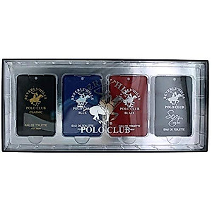 Beverly Hills Polo Club Pocket Size Collection, 4 Piece Cologne Gift Set for Men