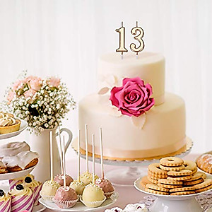 13th Birthday Candles Cake Number Candles Happy Birthday Cake Candles Topper Decoration for Birthday Wedding Anniversary Celebration Favor, Champagne Gold