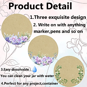Dissolvable Canning Labels for Mason Jars 1.5 Inch Kraft Floral Dissolvable Food Labels for Containers Jam Homemade Canning Jar Labels Sticker for Spice,Food Containers,Pantry Kitchen Storage 200 Pcs