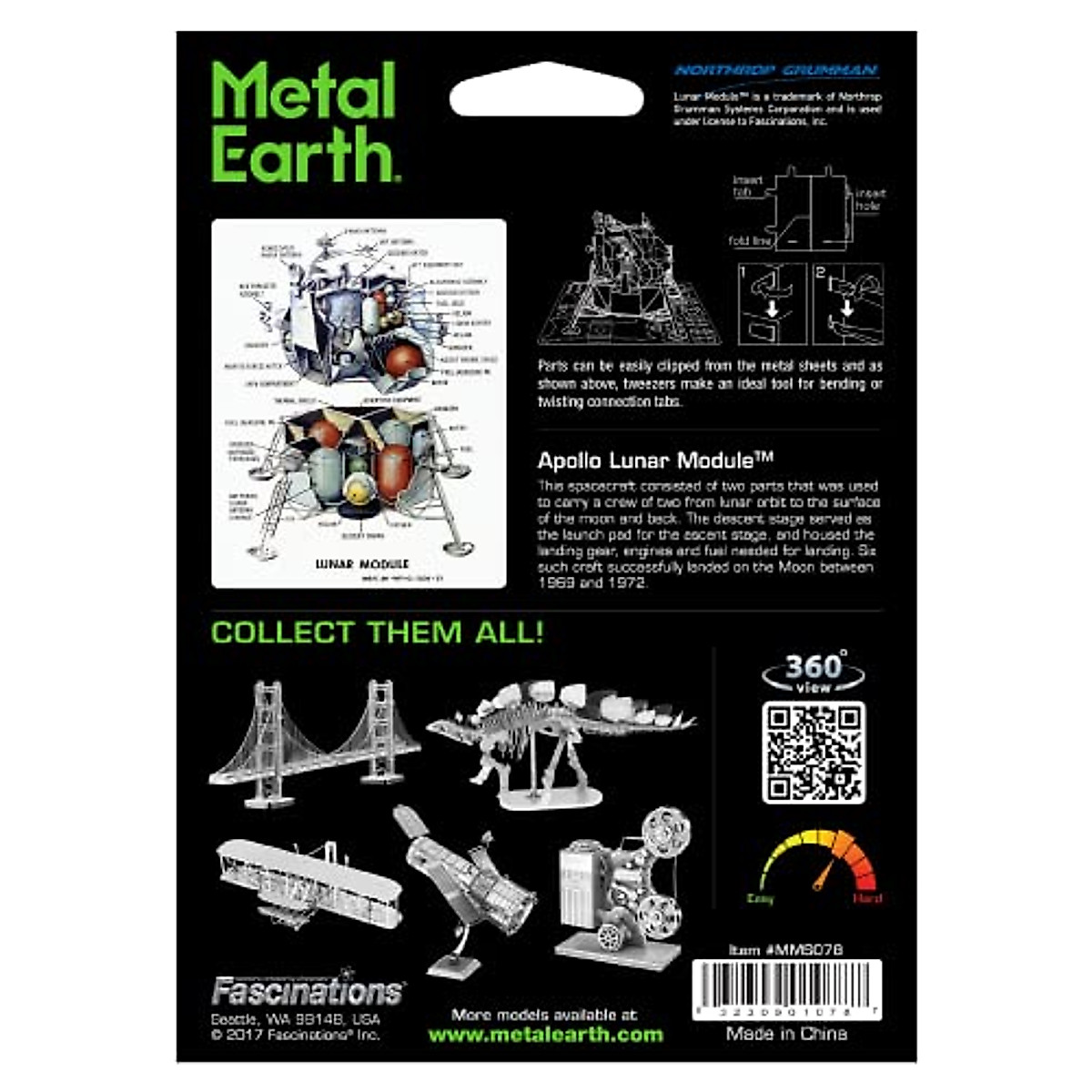 Metal Earth Apollo Lunar Module 3D Metal Model Kit Bundle with Tweezers Fascinations
