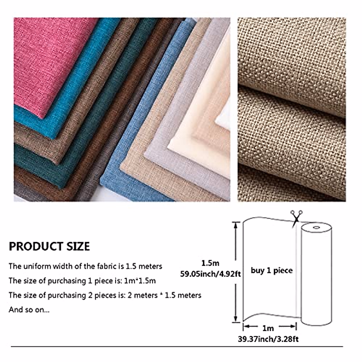 KUCKEE Cotton Linen Blend Fabric Upholstery Skin-Friendly Tear-Resistant Fabric by The Yard Upholstery Sewing 60 Inches Wide Easy to Clean for Craft Lovers Pillow Sofa Curt Burgundy-1.5x1m