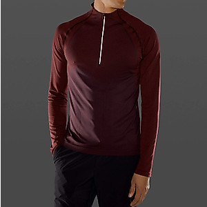 Lululemon Mens Metal Vent Tech 1/2 Zip Long Sleeve Shirt (Magma/Sequoia, XXL)