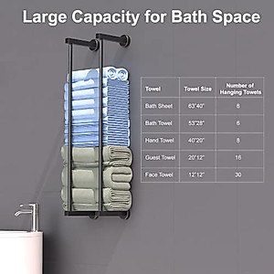 Retractable Towel Racks for Bathroom Wall Mounted, Bathroom Towel Storage, Hand Towel Holder for Bathroom Decor, Metal Bath Towel Holder Organizer, Shelves for Towels in Bathroom, Set of 2 (Black)