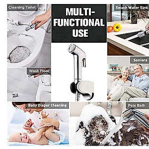Ruimou Hand Held Bidet Shower Set,Bathroom Bidet Sprayer for Toilet,Handheld Toilet Bidet Shower Sprayer Stainless Steel Hose,Combo in Washroom