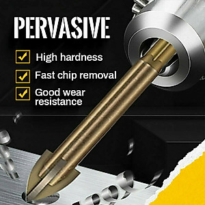 JINYI Efficient Universal Drilling Tool,Multi-Function Triangle Cross Alloy Drill Bit Tip Tools,Titanium Combination Drill Tap Bits Set,Metal, Wood (Black)
