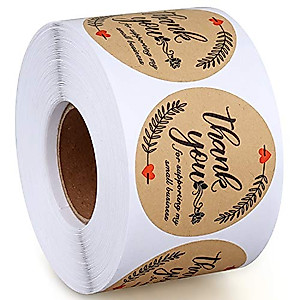 Poxoke Thank You Stickers Small Business Roll 2 Inch 500Count Craft Floral Designed