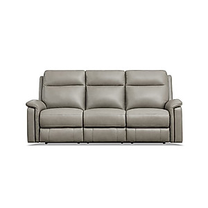 Hydeline Stanfield Zero Gravity Power Recline and Headrest Top Grain Leather Sofa Couch, Concrete, Memory Foam, Pocket Coils and Control Panel
