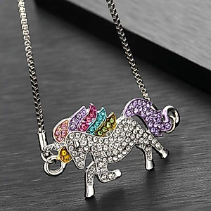 ALoveSoul Silver Tone Little Princess Rainbow Unicorn Bracelet Ladies Fashion Bracelets Gift for Women