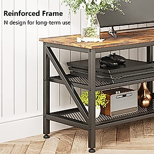 Mexin TV Stand for 65 75 Inch TV, 63 Inch TV Stands for Living Room and Bedroom, Industrial Television Stands, Entertainment Center with Storage, Modern TV Console, Rustic Brown