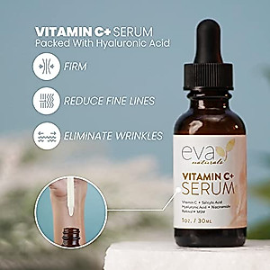 Eva Naturals Vitamin C Serum for Face Plus Hyaluronic Acid, Retinol, Niacinamide & Salicylic Acid, Anti Aging Serum, Reduce Fine Lines, Wrinkles & Dark Spots, Brightening Skin Serum for Glowing Skin (1 oz)