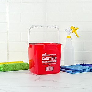 Restaurantware RW Clean 6 Quart Cleaning Bucket 1 Detergent Square Bucket - With Measurements Built-In Spout And Handle Red Plastic Utility Bucket For Home Or Commercial Use