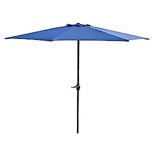 LOKATSE HOME Table Outdoor Market Patio Umbrella, 9 Feet Garden Umbrella with Crank, 6Ribs (Blue)