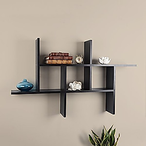 Danya B. Cantilever Cubby Decorative Modern Wall Mount Shelf – Horizontal or Vertical (Black)
