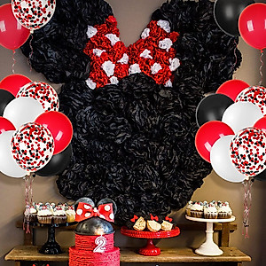 JOYYPOP 80Pcs Red White and Black Latex Balloons with Confetti Balloons for Graduation Poker Card Party Decorations,Casino Party,Race Car Party,Red and White Graduation Decorations