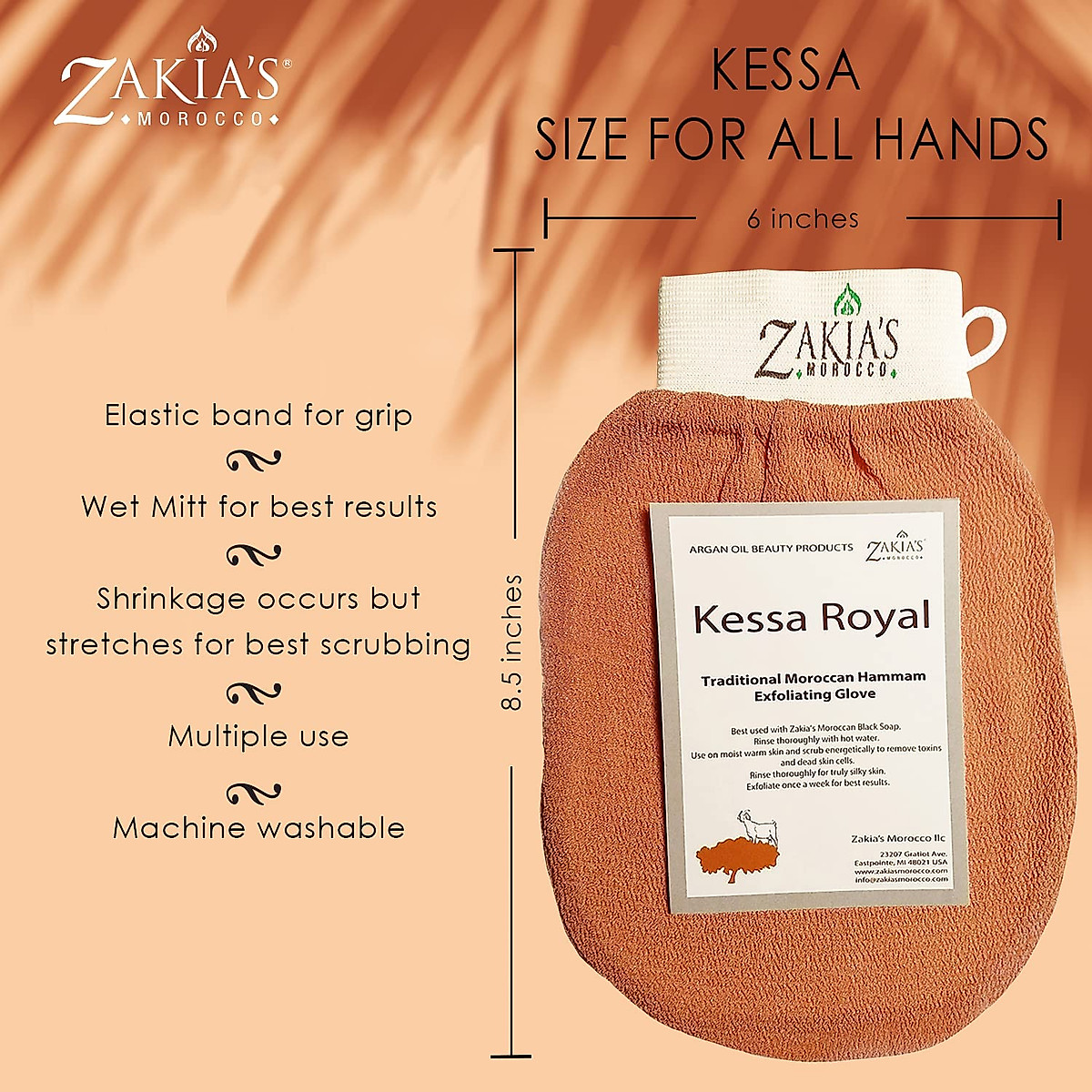 Original Kessa Exfoliating Glove - Salmon Beige - Microdermabrasion Exfoliating Mitts, Removes unwanted dead skin, dirt and grime and Keratosis Pilaris. Great for spray tan removal. 1 unit