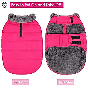 AOFITEE Dog Coat, Winter Dog Jacket Windproof Fleece Cold Weather Coats for Dogs, Warm Dog Winter Vest with Collar & Zipper Leash Hole, Outdoor Pet Apparel for Small Medium Large Dogs, Pink S