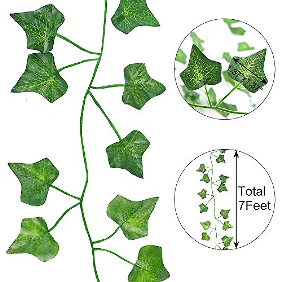 HATOKU 12pcs 84ft Fake Ivy Vines Artificial Ivy Leaves Fake Ivy Garland Greenery Hanging Vines for Wedding Bedroom Wall Indoor Outdoor Home Decoration