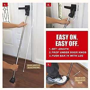 Door Security Bar, SECURITYMAN 2 in 1 Adjustable Door Stoppers Security Bar & Sliding Door Security Bar - Heavy Duty Door Lock Stick Jammer for Apartment, Dorm, Front Door Inside