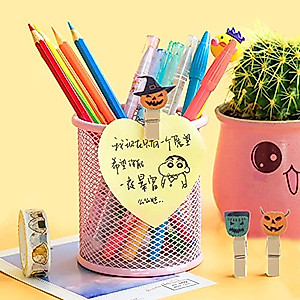 Cabilock 10Pcs Halloween Wooden Cartoon Clothespins Halloween Decorations Mini Pumpkin Head Clothespins Clips Crafts Decor for Party