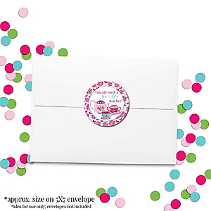 Tea Themed Terrific Teacher Appreciation Thank You Sticker Labels, 40 2" Party Circle Stickers by AmandaCreation, Great for Envelope Seals & Gift Bags