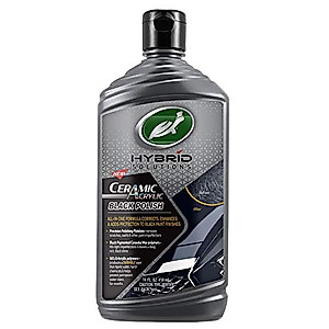 Turtle Wax 53448 Hybrid Solutions Ceramic Acrylic Black Polish and Wax Formulated for Black Car Paint, Removes Surface Scratches and Swirl Marks, Provides Water Repellency, Protection and Shine, 14 oz