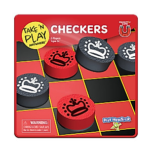 PlayMonster Take 'N Play Anywhere — Checkers — Magnetic Travel Game — Fun on The Go! — for Ages 4+