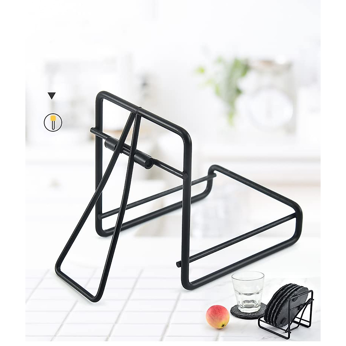 SOUJOY 6 Pack Metal Coaster Holders, Square Coaster Stands for Coasters, Minimalist Holder Caddy, Easy Storage and Removal, Hold Up to 6 Coasters, Black