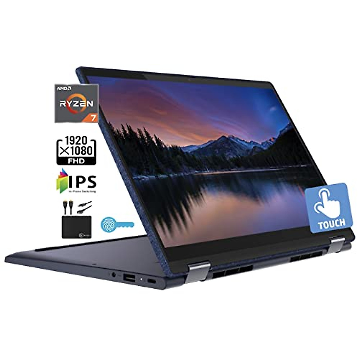 Lenovo 2022 Newest Yoga 6 Business 2-in-1 Laptop, 13.3" FHD IPS Touchscreen, AMD Octa-Core Ryzen 7 5700U (Beats i7-10510U), 16GB RAM, 2TB SSD, Backlit KB Fingerprint,18+ Hours, Win11 +MarxsolCables