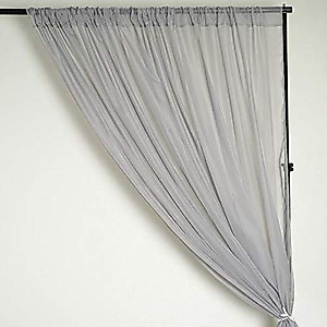 BalsaCircle 10 feet x 10 feet Silver Sheer Voile Backdrop Drapes Curtains 2 Panels 5x10 ft - Wedding Ceremony Party Home Decorations