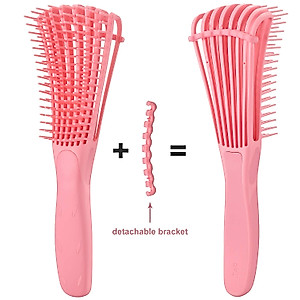2 Pack Detangling Brush for Curly, Afro Textured 3a to 4c Kinky Wavy Hair - Wet/Dry/Long Thick Hair Exfoliating Brush for Beautiful and Shiny Curls (Green, Pink)