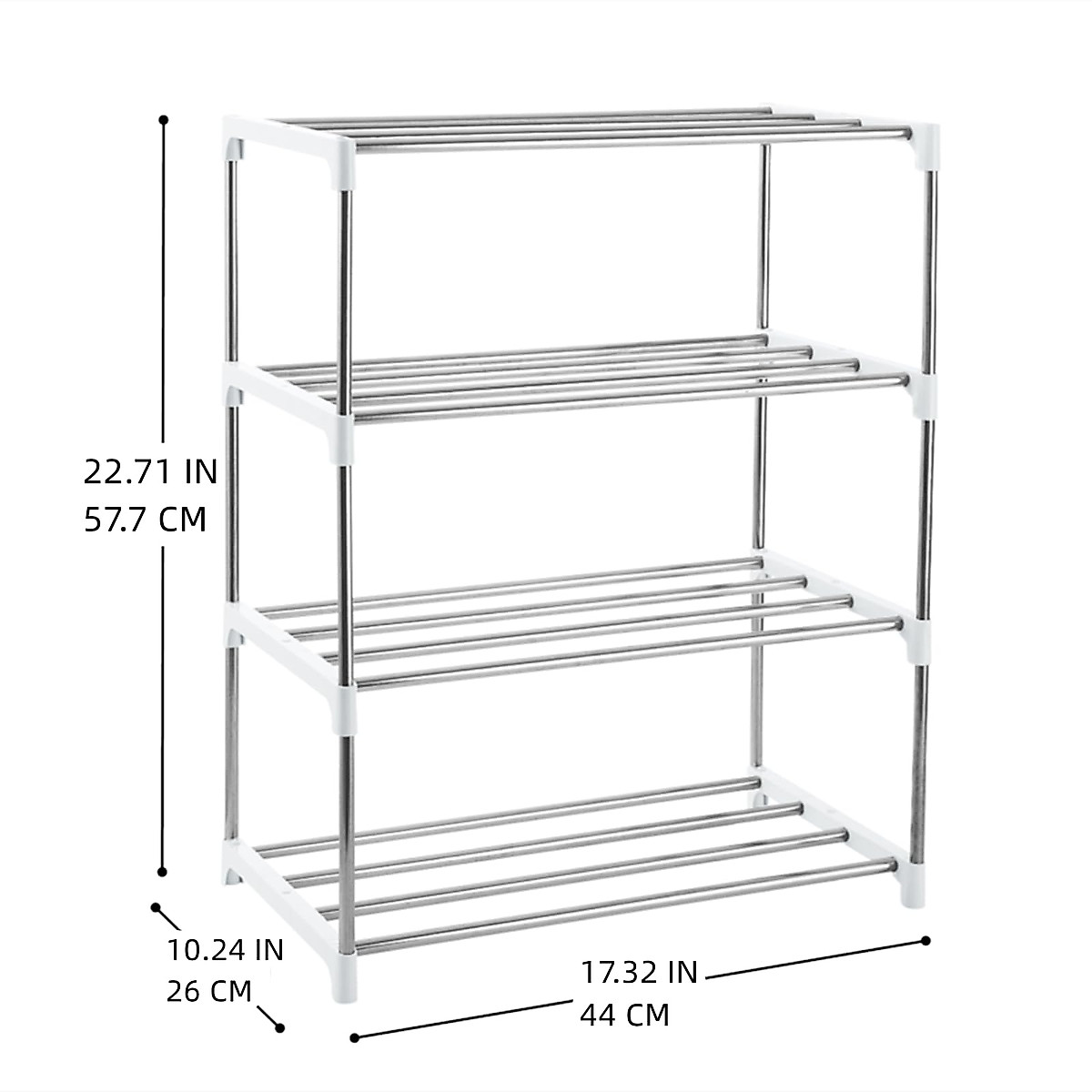 Xerhnan 4-Tier Stackable Small Shoe Rack, Lightweight Shoe Shelf Storage Organizer for Entryway, Hallway and Closet(White)