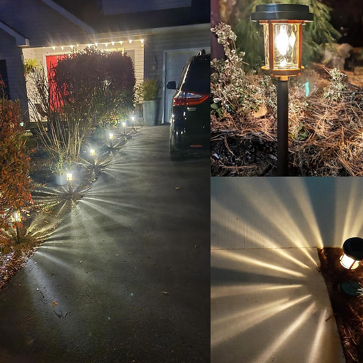 XMCOSY+ Solar Lights Outdoor, 6 Pack Pathway Lights Solar Powered, 20 LM LED Glass Outside Light, IP65 Waterproof Lighting for Garden Yard Landscape Driveway Walkway (Warm White)