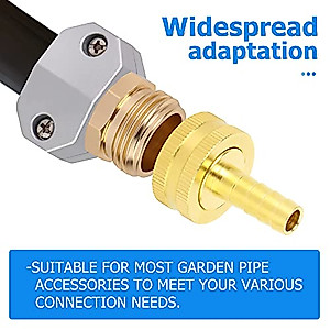 ERGAOBOY 6 Pcs 3/8 Barb To 3/4 Female GHT Thread Swivel Brass Garden Hose Pipe Connector With Clamps,Fit For Garden Hose Repair