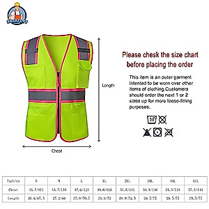 SRsafety Safety Hi-Vis Vest For Women, High Visibility Reflective Breathable Vest For Lady, Durable Zipper ＆ Multi Pockets green S