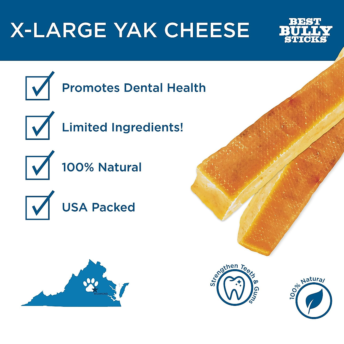 Best Bully Sticks Himalayan Yak Cheese for Dogs, X-Large 4 Pack - Natural Yak Chews for Dogs - Lactose Free Odor Free - Long Lasting Dog Chews