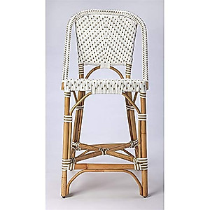 Beaumont Lane Island Living Rattan Counter Stool in White and Tan