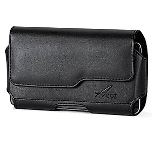 For Motorola Edge 30 Fusion, Moto G7 Plus, Moto G7, Moto G7 Optimo, G7 Play, ThinkPhone, Moto G5 Plus G5S Plus, Moto G6, G6 Play, G6 Plus, One Zoom, Leather AGOZ Pouch Case Holster Belt Clip and Loops