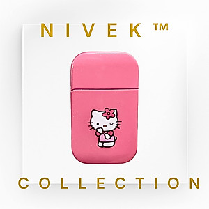 NIVEK Kitty Lighter Pink Flame KT Cat Dress Pink Top Torch Pocket Size Glitter Y2K Refillable Kawaii Windproof Flame Anime with Box