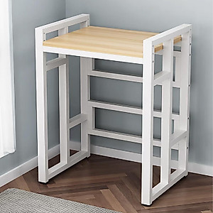 HOLMZCED Stackable Washer Dryer Standing Rack Shelf, Steel Washer Dryer Machine Stacking Rack Stand Wooden Washing Machine Shelf Heavy Duty Space Saving for Bathroom Laundry Room